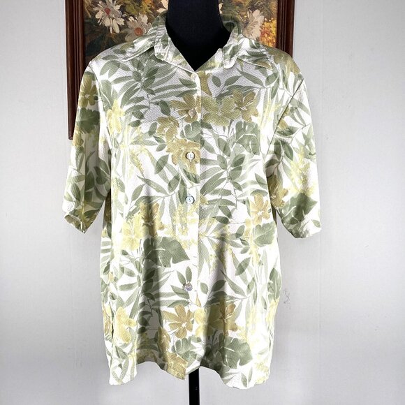 BonWorth | Tops | Bonworth Petite Button Up Blouse Womens Pm Multicolor ...